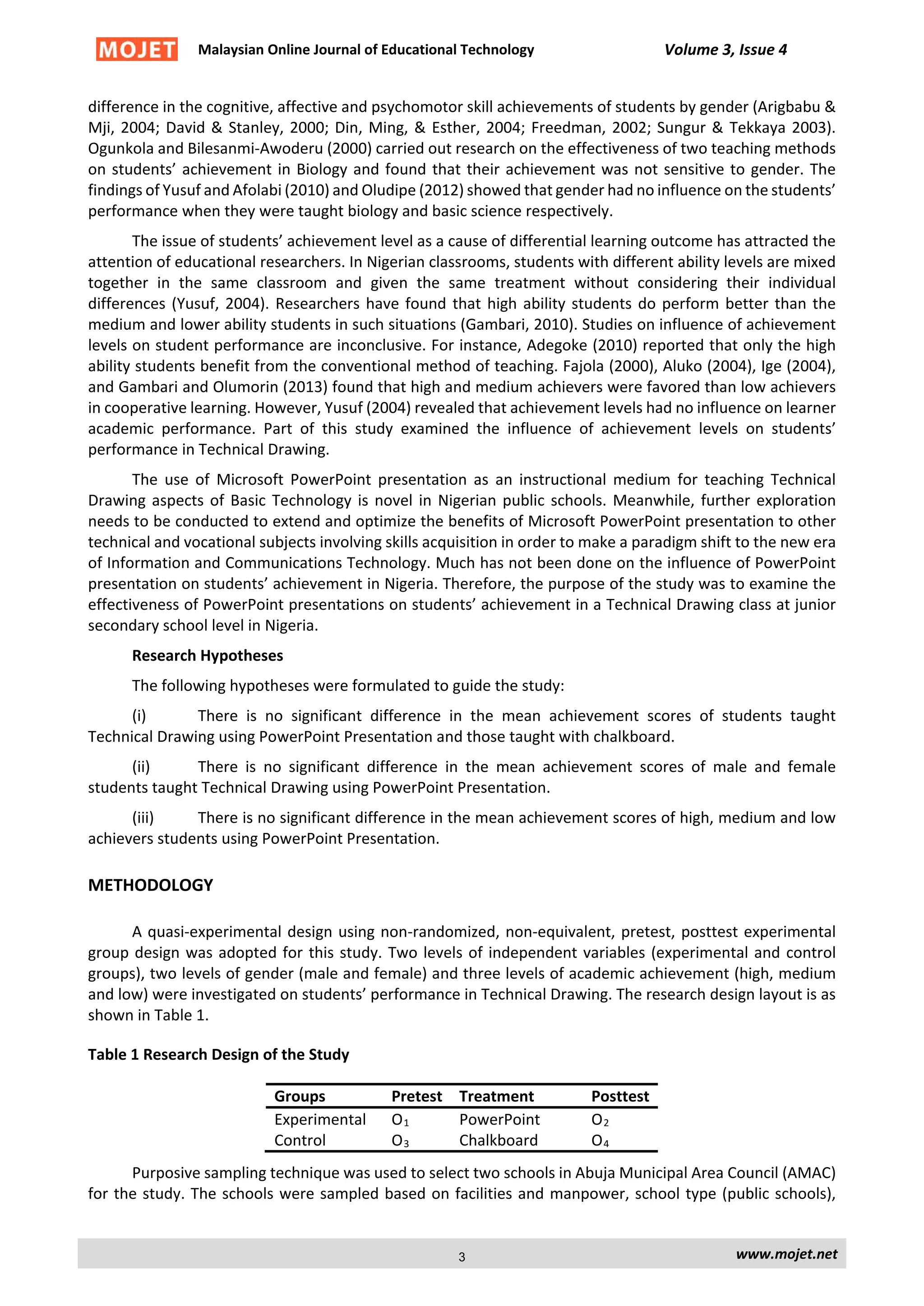 Effectiveness of power point presentation on students’ cognitive achievement in technical ...