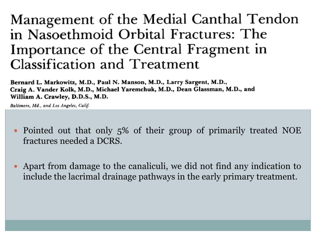 Effectiveness of primary correction of traumatic telecanthus | PPT