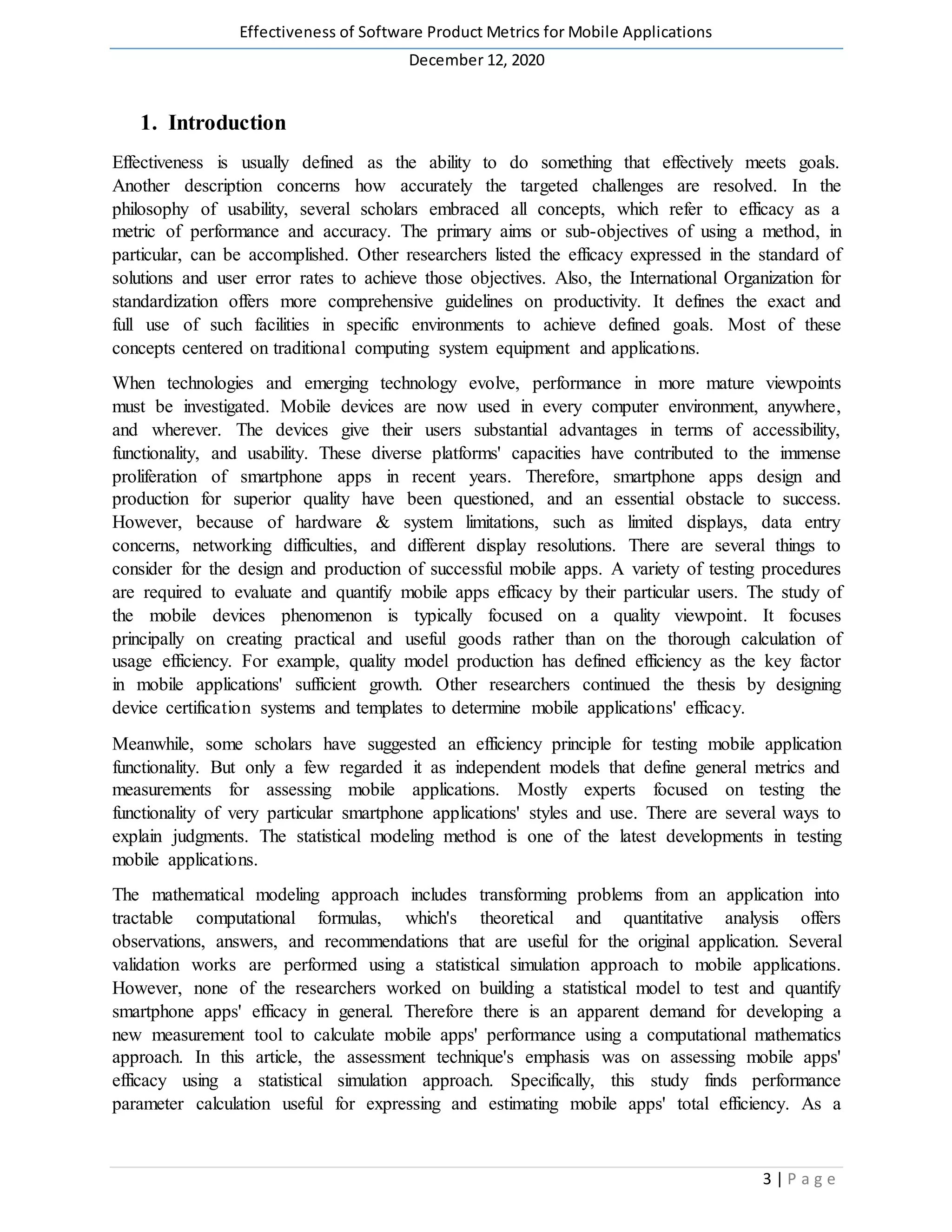 Effectiveness of software product metrics for mobile application | DOCX