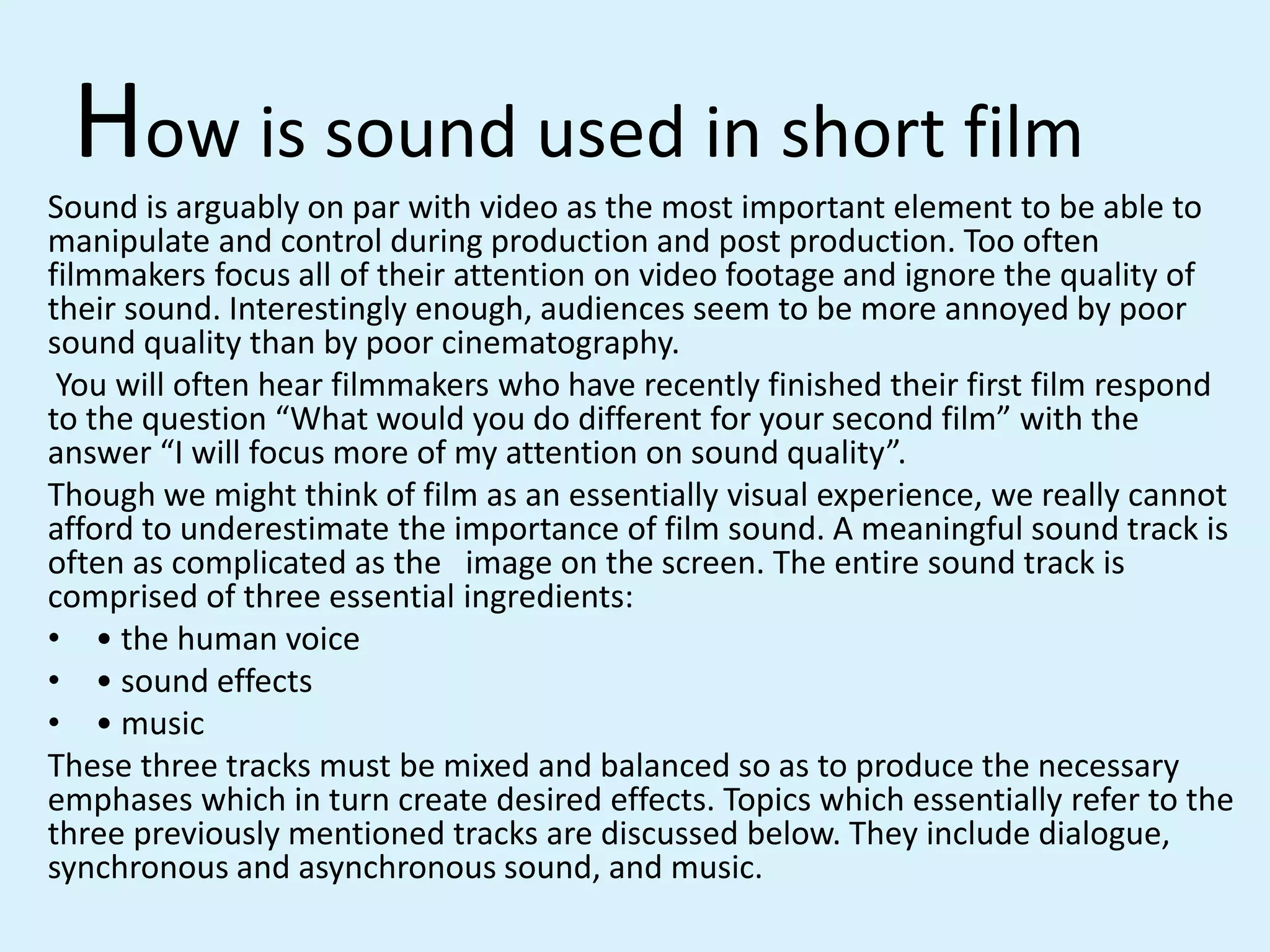 Sound in short film | PPTX