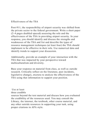 Effectiveness of the TSAPost-911, the responsibility of airp.docx