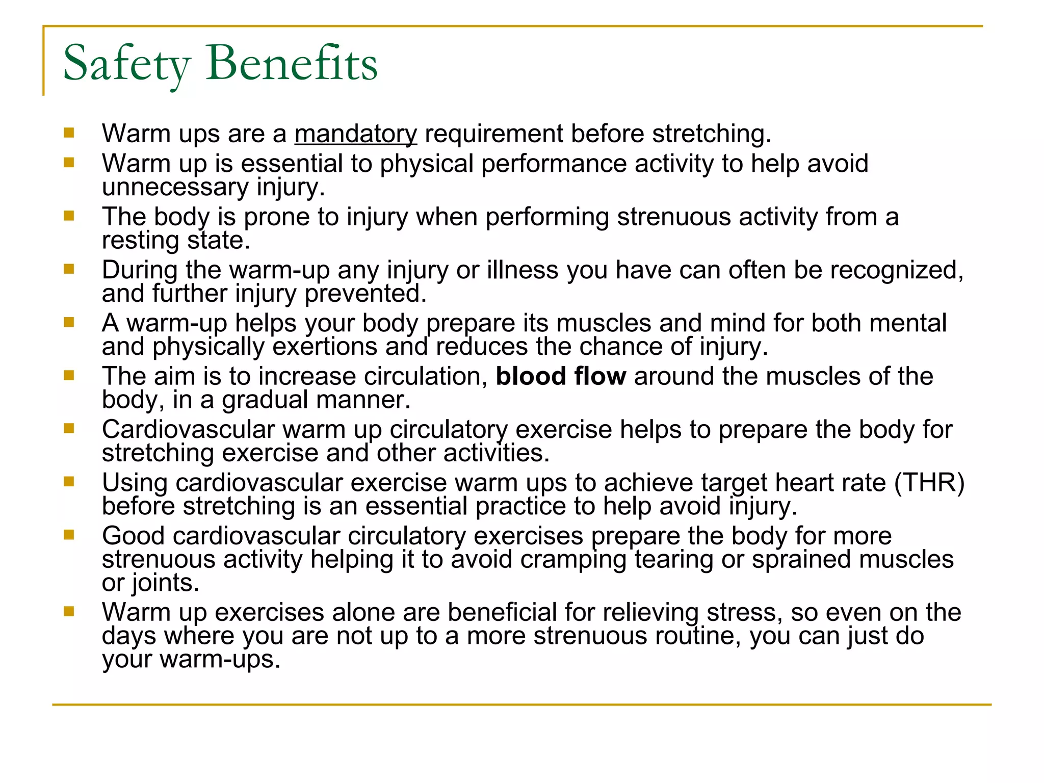 Effectiveness of warm up exercises | PPS