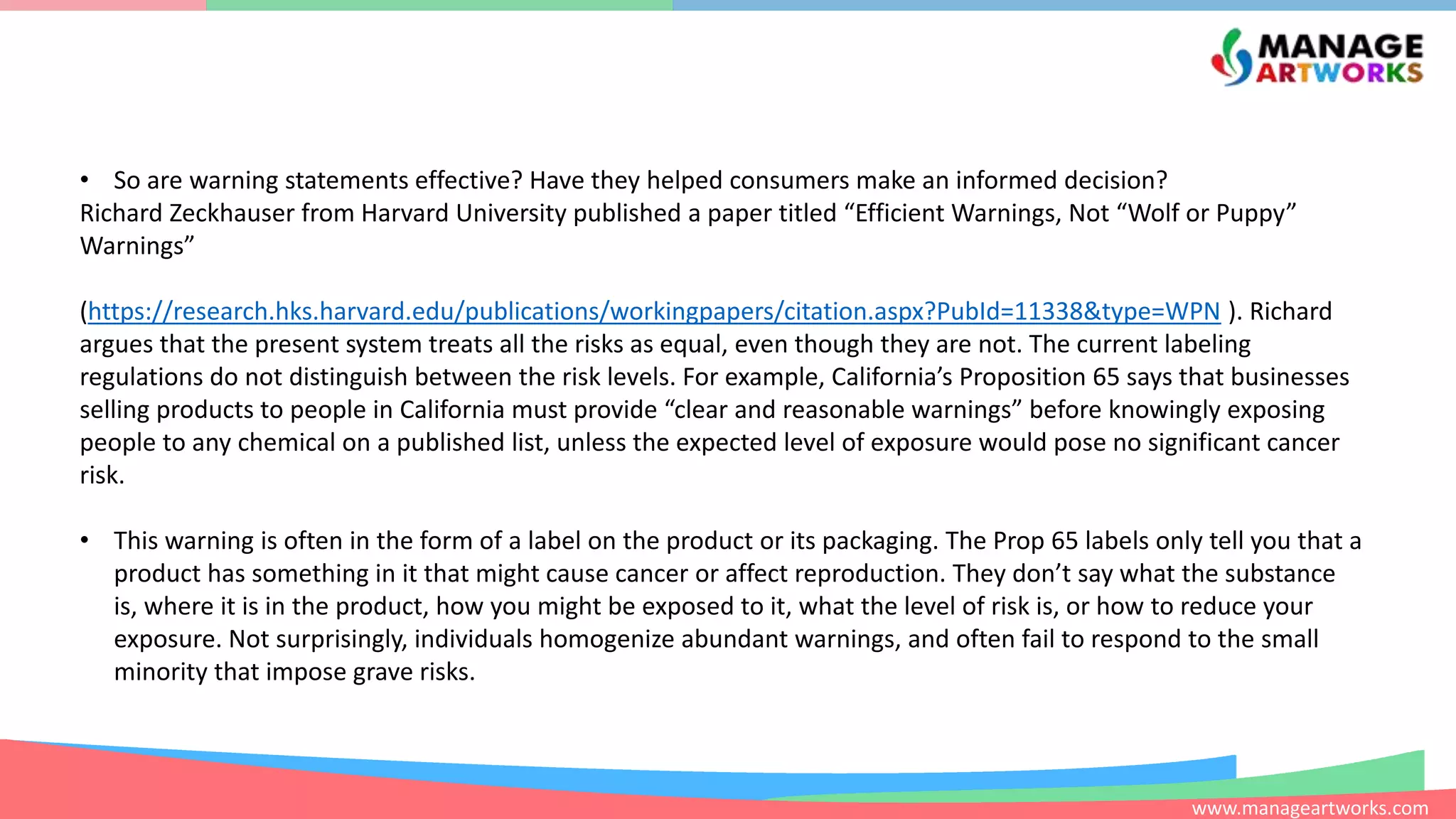Effectiveness of warning statements on labeling | PPT