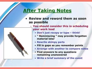 Note taking Process and Techniques | PPT