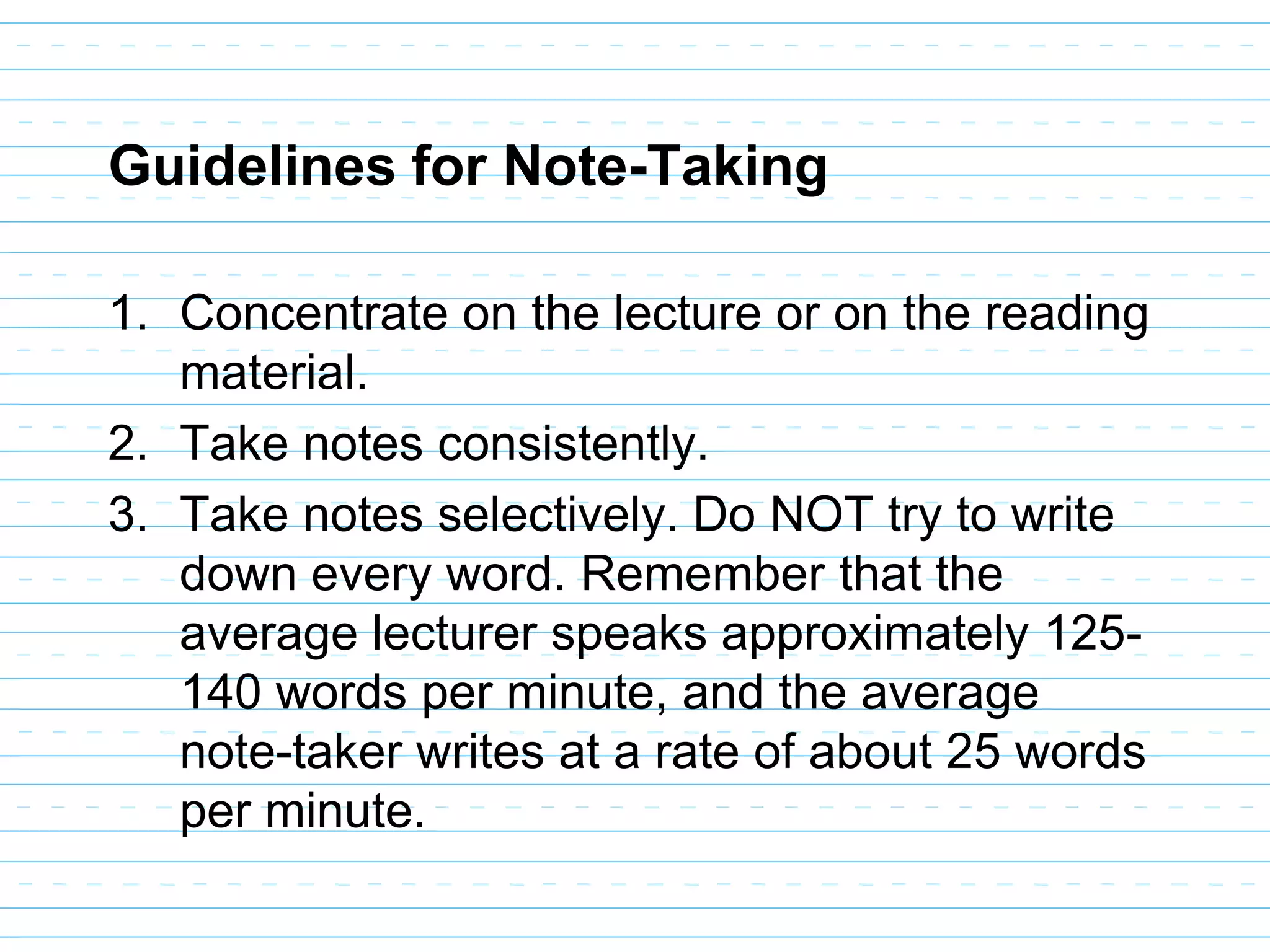 Effective Note Taking | PPTX
