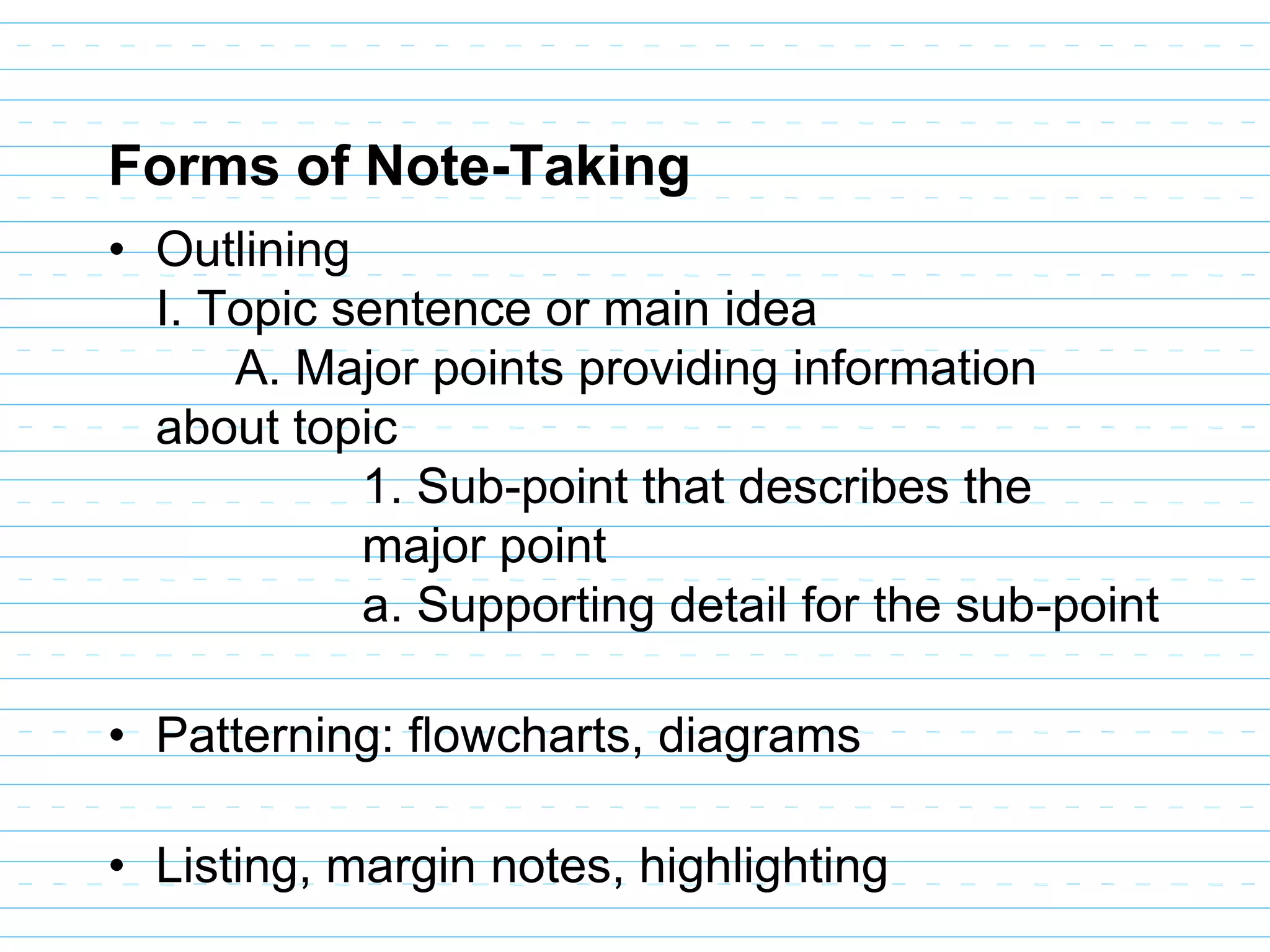 Effective Note Taking | PPTX