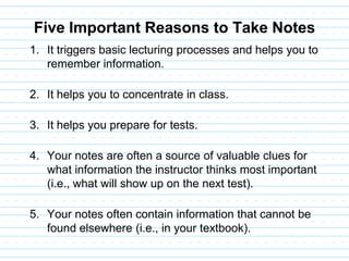 Effective Note Taking | PPTX