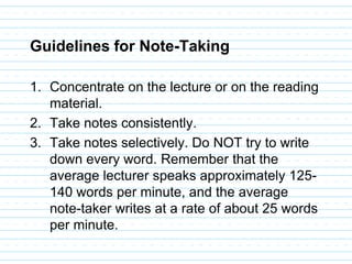 Effective Note Taking | PPTX