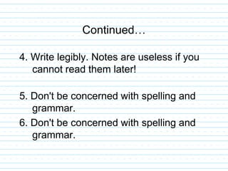 Effective Note Taking | PPTX