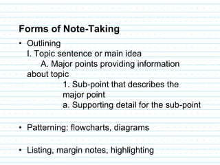 Effective Note Taking | PPTX