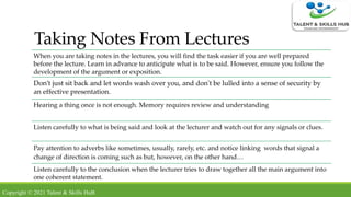 How to Develop Effective Note Taking Skills | PPTX | Educational ...