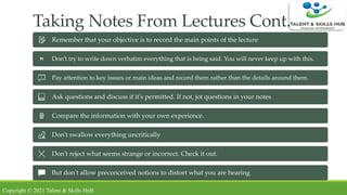 How to Develop Effective Note Taking Skills | PPTX | Educational ...