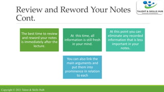How to Develop Effective Note Taking Skills | PPTX | Educational ...