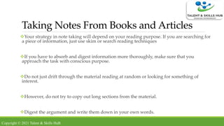 How to Develop Effective Note Taking Skills | PPTX | Educational ...