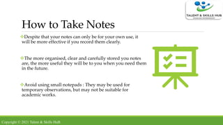 How to Develop Effective Note Taking Skills | PPTX | Educational ...