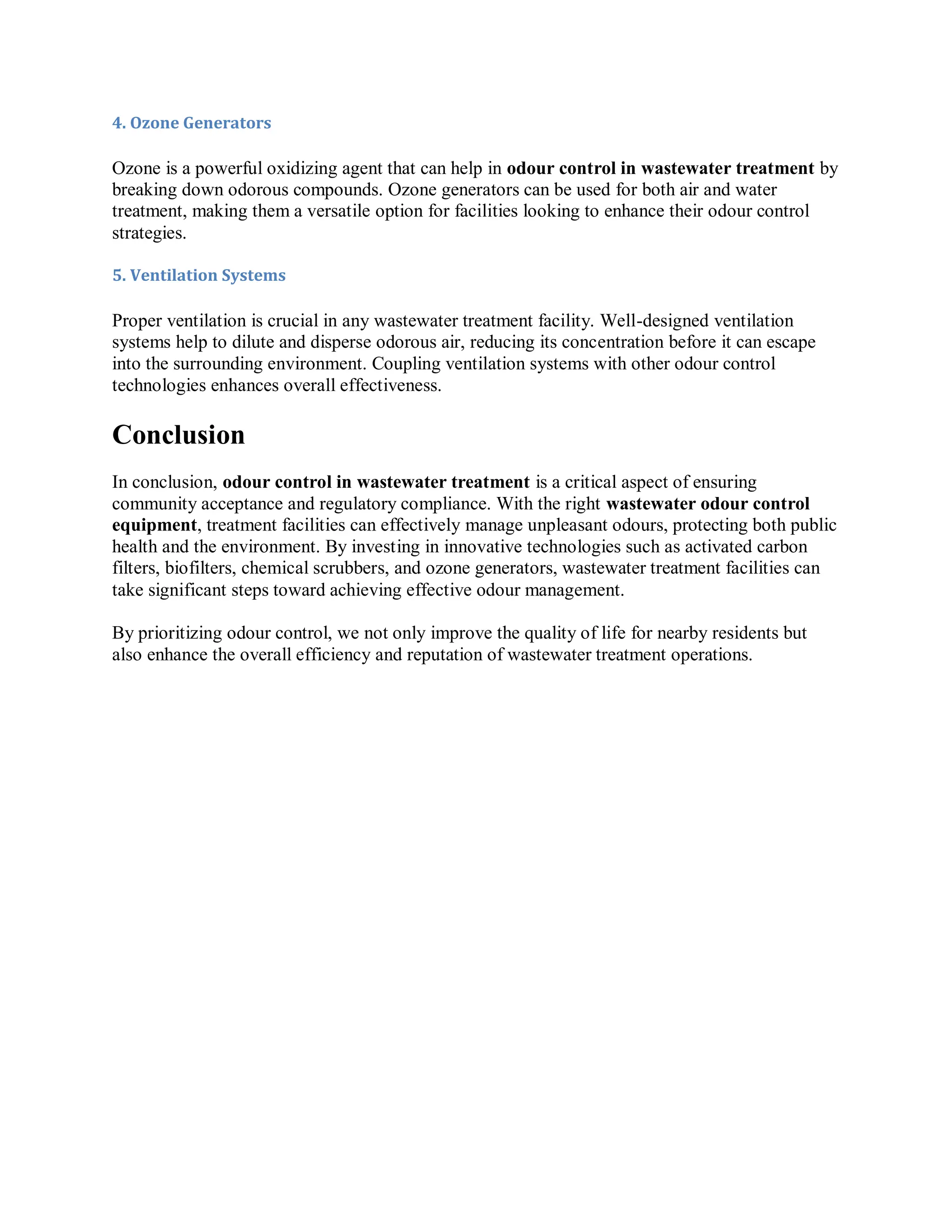 Effective Odour Control in Wastewater Treatment: The Role of Advanced ...