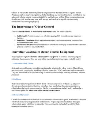 Effective Odour Control in Wastewater Treatment: The Role of Advanced ...