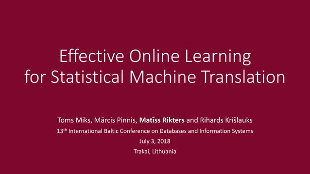 Effective online learning implementation for statistical machine translation | PPTX