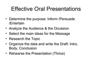 Effective oral presentations | PPT
