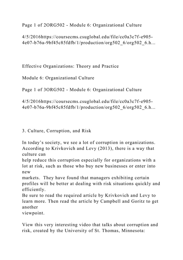 Effective Organizations Theory and PracticeModule 6 Orga.docx