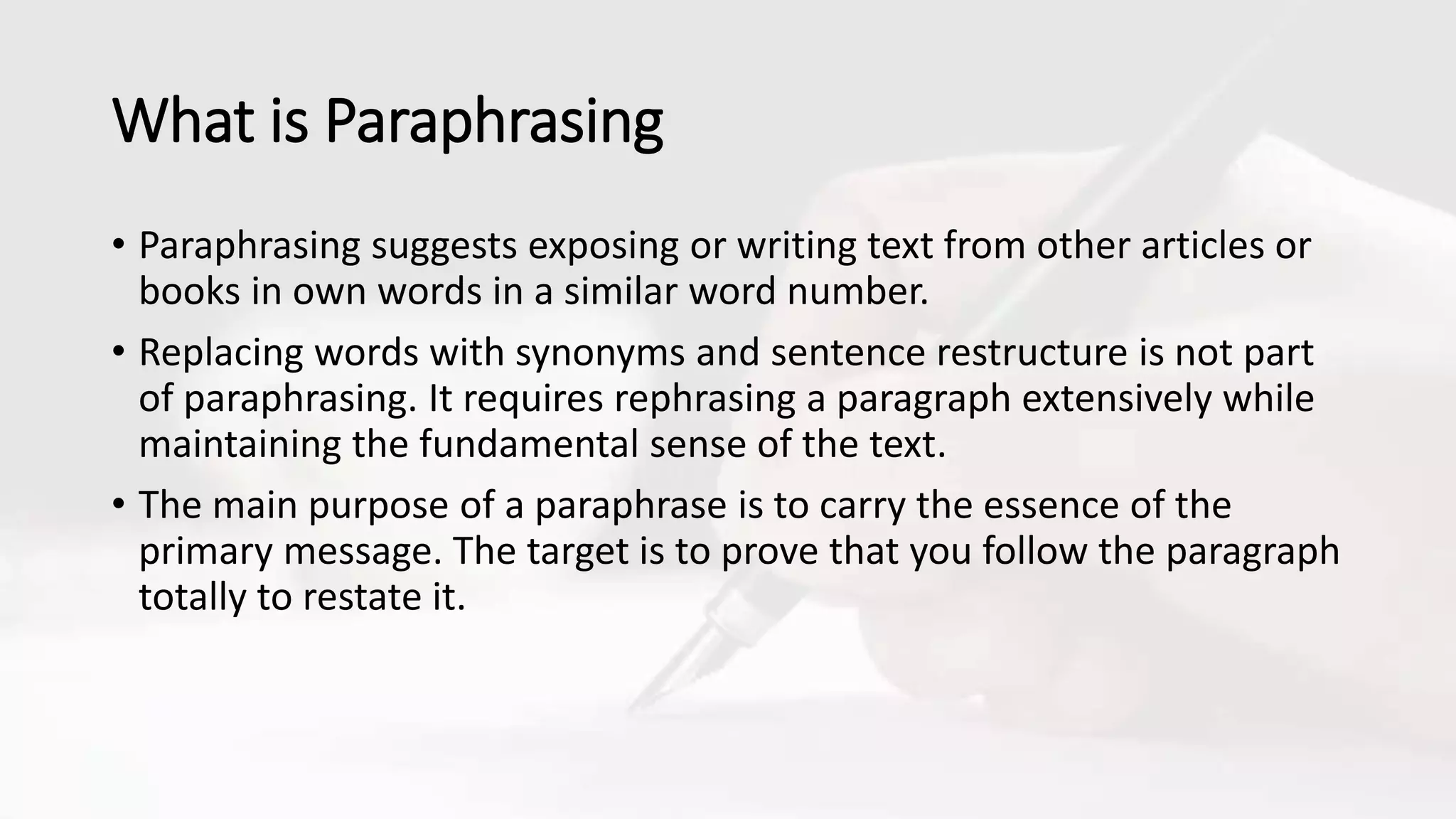 Effective Paraphrasing Techniques Expectation vs Reality | PPT