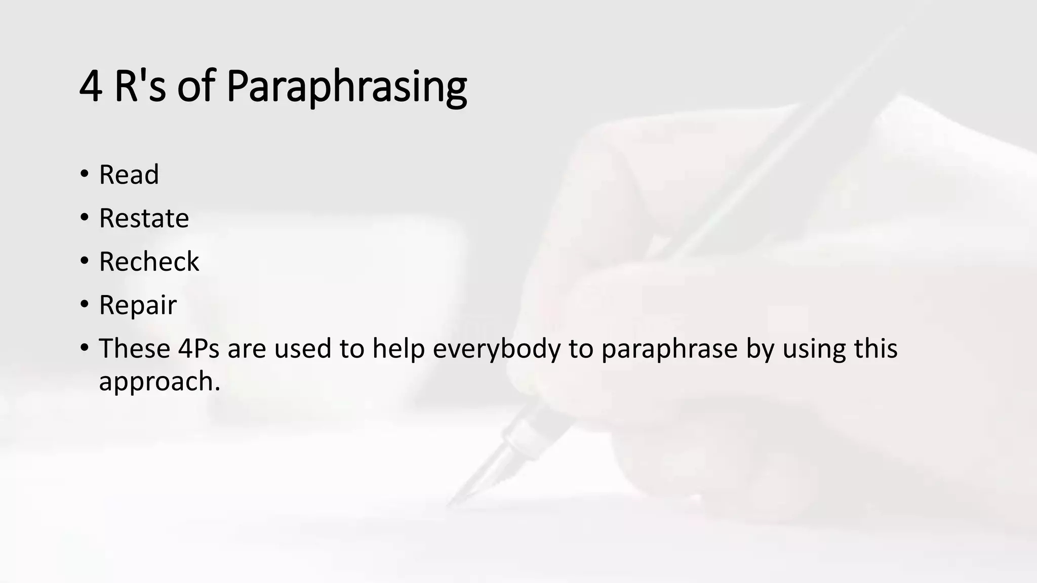 Effective Paraphrasing Techniques Expectation vs Reality | PPT