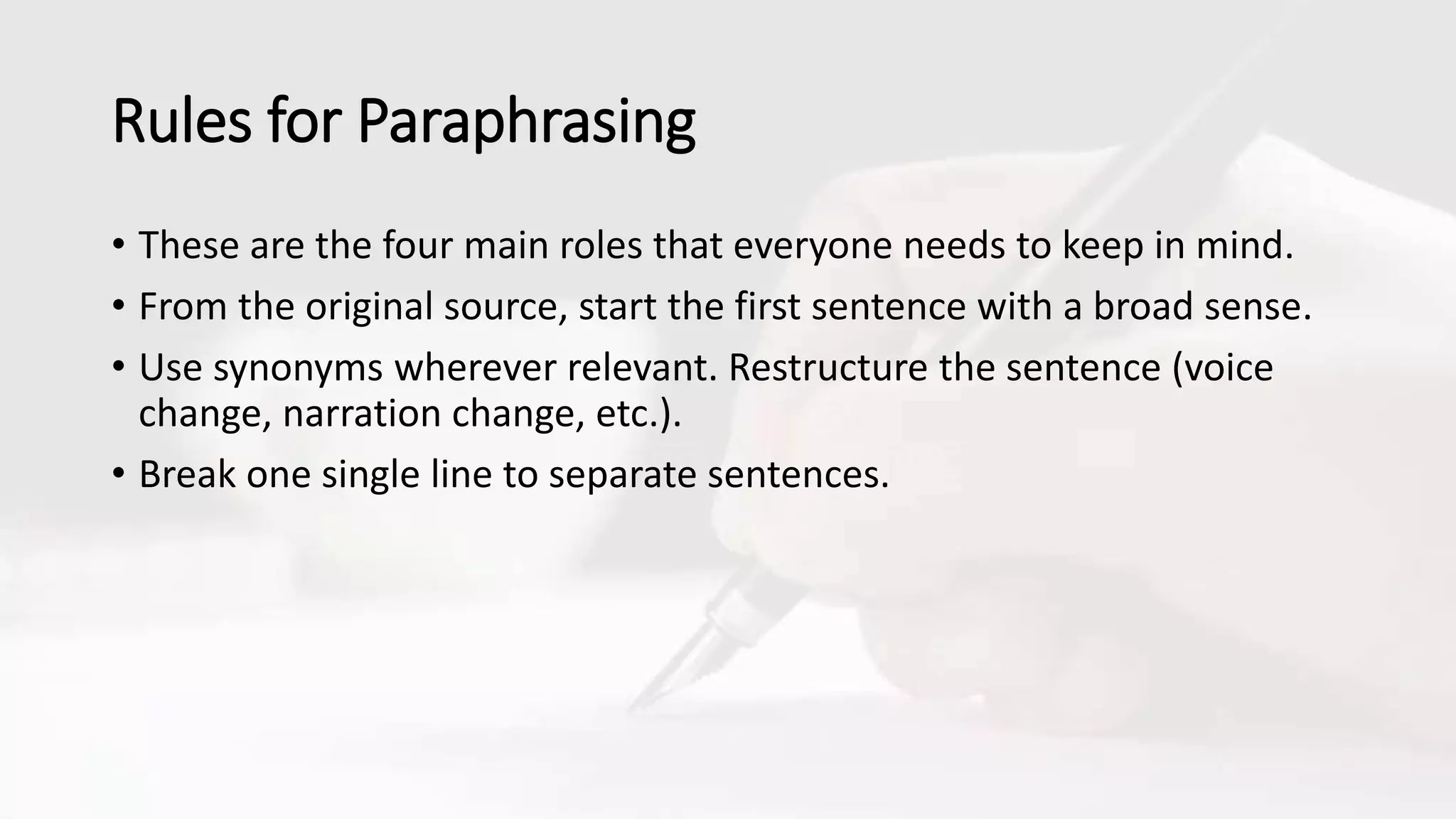 Effective Paraphrasing Techniques Expectation vs Reality | PPT