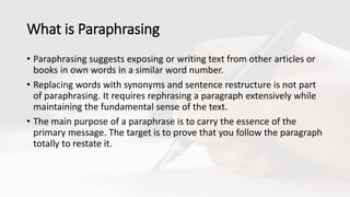 Effective Paraphrasing Techniques Expectation vs Reality | PPT