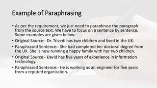 Effective Paraphrasing Techniques Expectation vs Reality | PPT