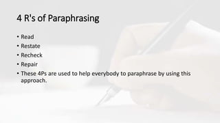 Effective Paraphrasing Techniques Expectation vs Reality | PPT