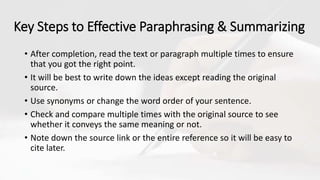 Effective Paraphrasing Techniques Expectation vs Reality | PPT