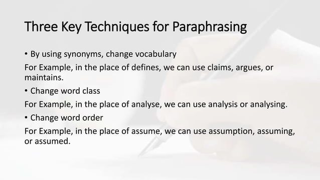 Effective Paraphrasing Techniques Expectation vs Reality | PPT