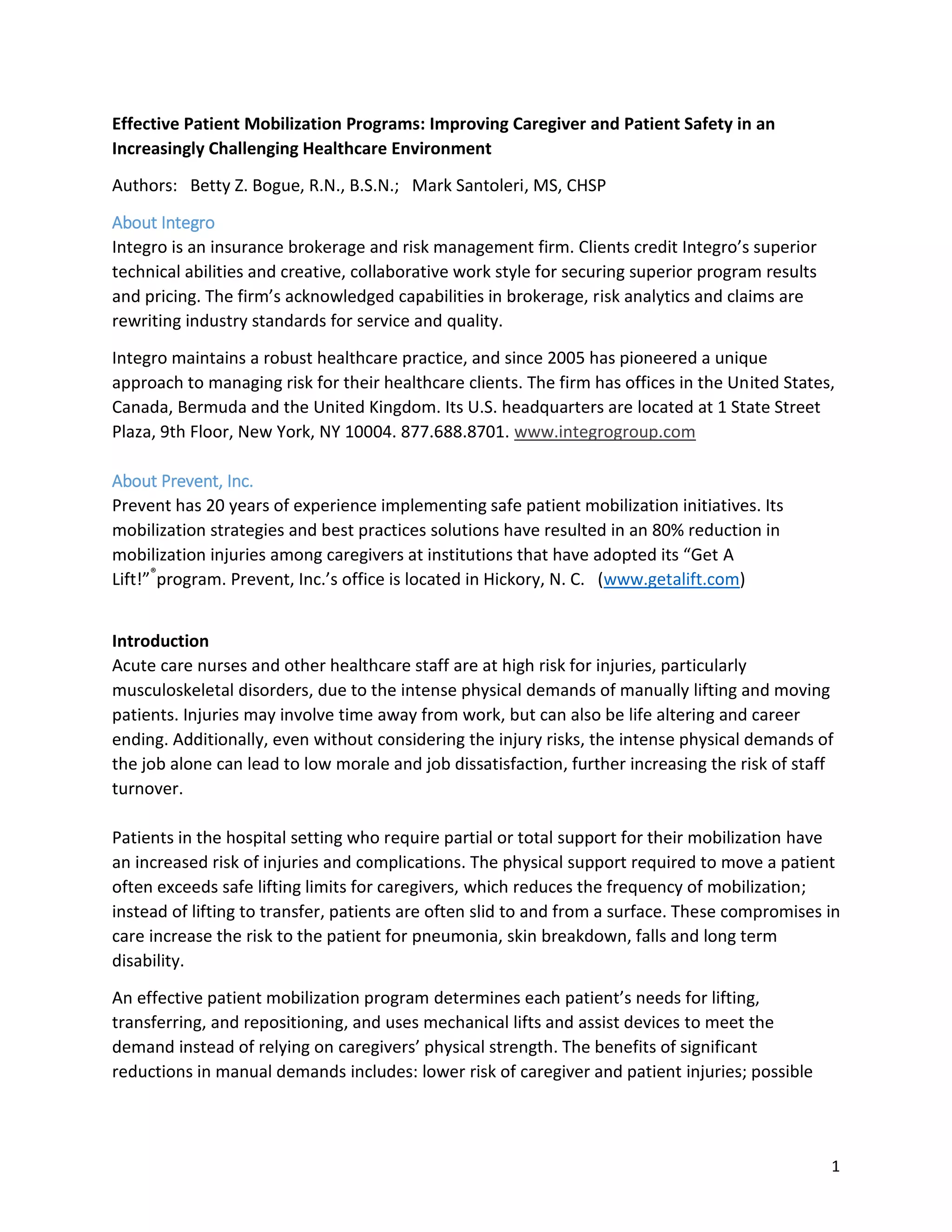 Effective patient mobilization programs white paper 0517 | PDF