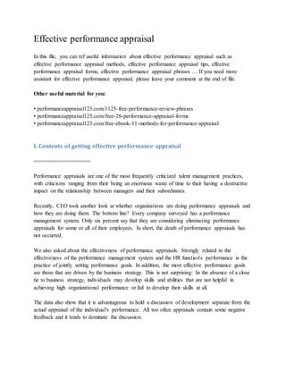 Effective performance appraisal | DOCX