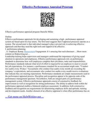 Effective Performance Appraisal Program | PDF