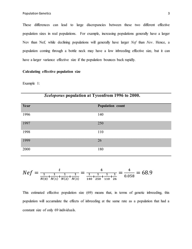 Effective population size | DOCX | Genetics | Science