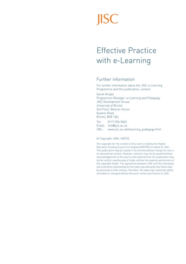 Effective e-learning practice JISC | PDF