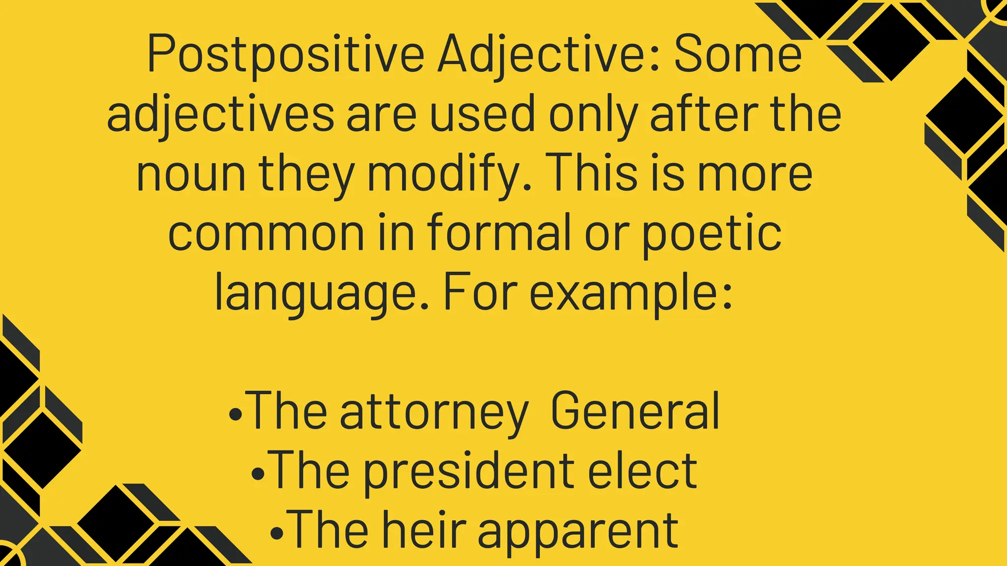 eight parts of speech in the English languag: Adjective: position of ...