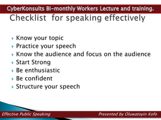 Effective public speaking 2 | PPT