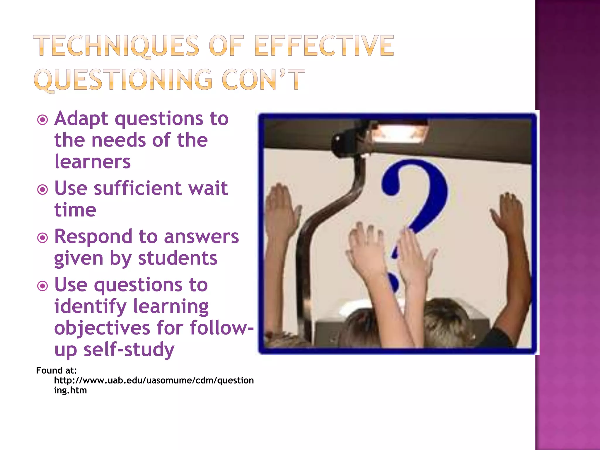 Effective questioning audio | PPT