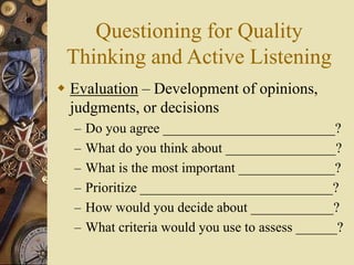 Effective Questioning techniques in .... | PPT | Educational Assessment ...