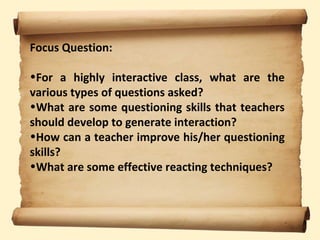 Effective questioning and reacting techniques | PPT
