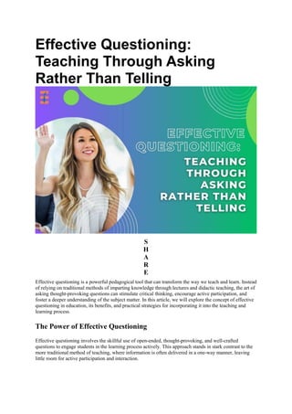 Effective Questioning: Meaning, Importance And Strategies | Future ...