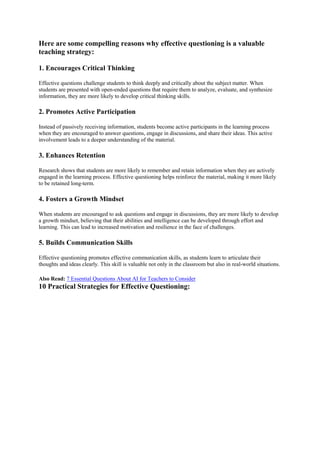 Effective Questioning: Meaning, Importance And Strategies | Future ...