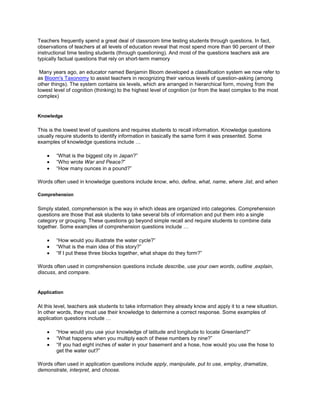 Effective questioning techniques | DOCX | Educational Assessment ...