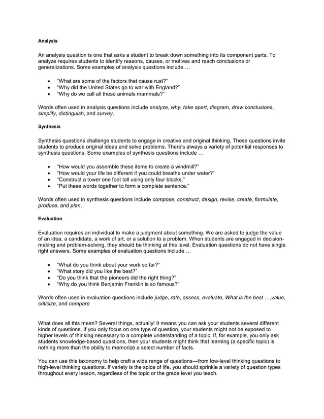 Effective questioning techniques | DOCX | Educational Assessment ...