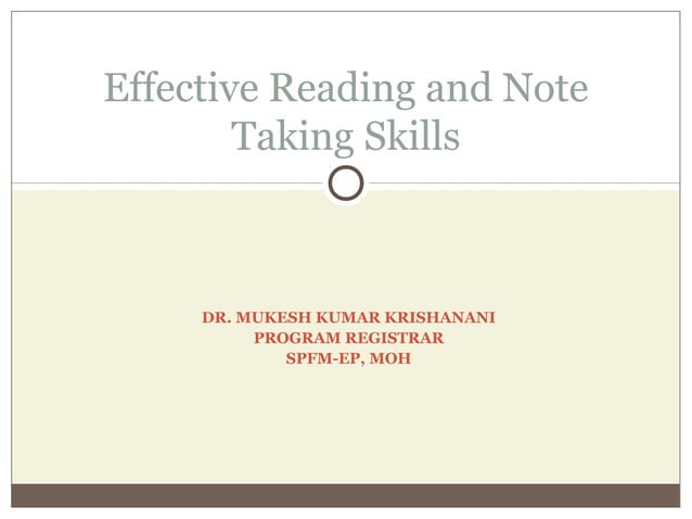 Effective reading skills | PPT