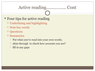 Effective reading skills | PPT
