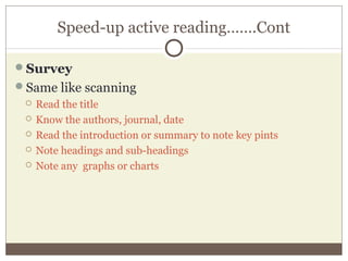 Effective reading skills | PPT