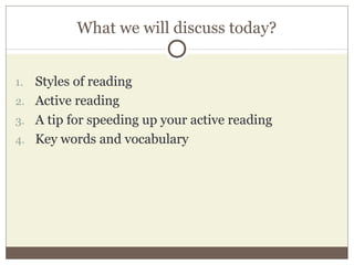 Effective reading skills | PPT